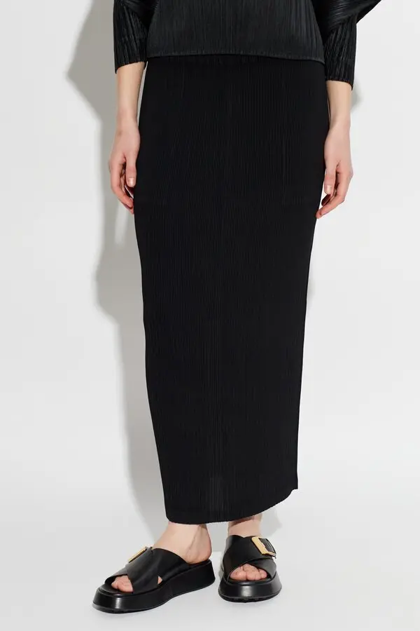 Issey Miyake Pleated Ankle Length Skirt - Black