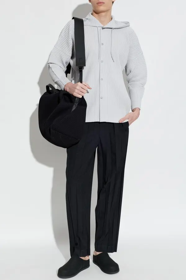 Issey Miyake Pleated Hooded Jacket - Grey