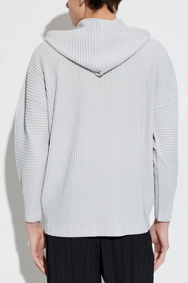 Issey Miyake Pleated Hooded Jacket - Grey