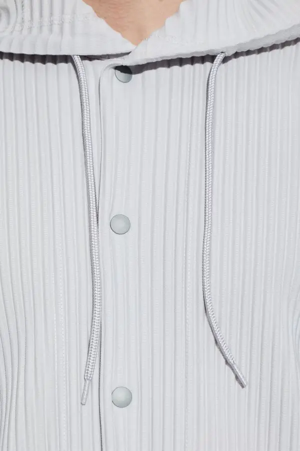 Issey Miyake Pleated Hooded Jacket - Grey