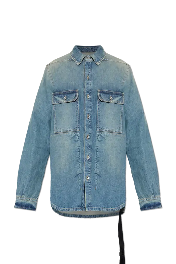 Rick Owens Denim Jacket With Pockets - Blue