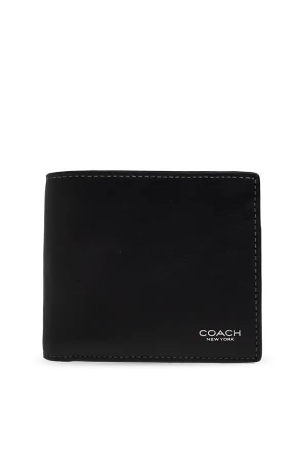 COACH Leather Wallet With Logo - Black