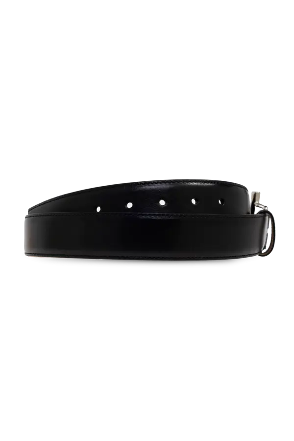 Alexander McQueen Leather Belt With Silver Buckle - Black
