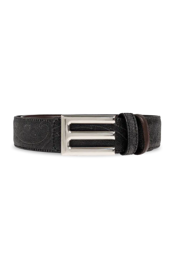 Etro Reversible Leather And Canvas Belt - Brown