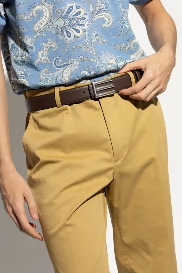 Etro Reversible Leather And Canvas Belt - Brown