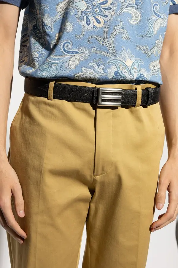 Etro Reversible Leather And Canvas Belt - Brown
