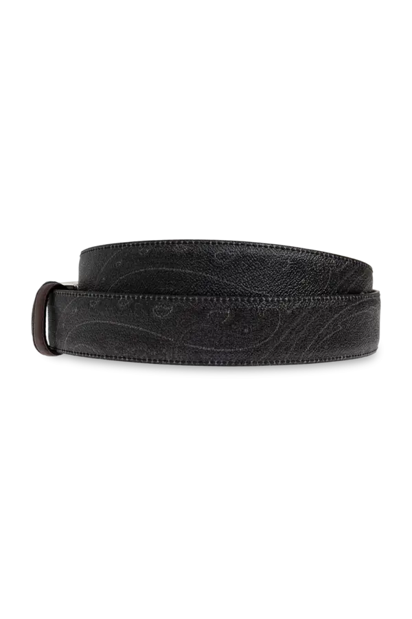 Etro Reversible Leather And Canvas Belt - Brown