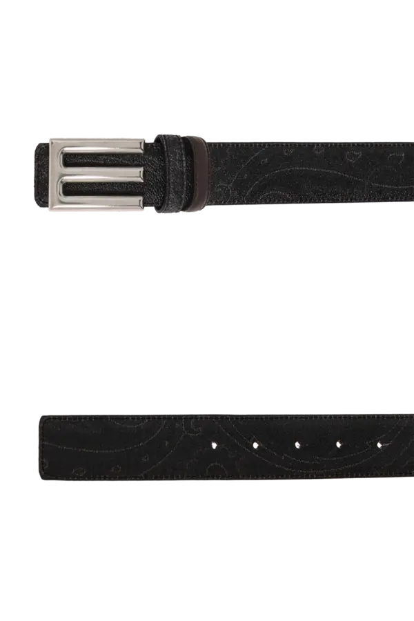 Etro Reversible Leather And Canvas Belt - Brown