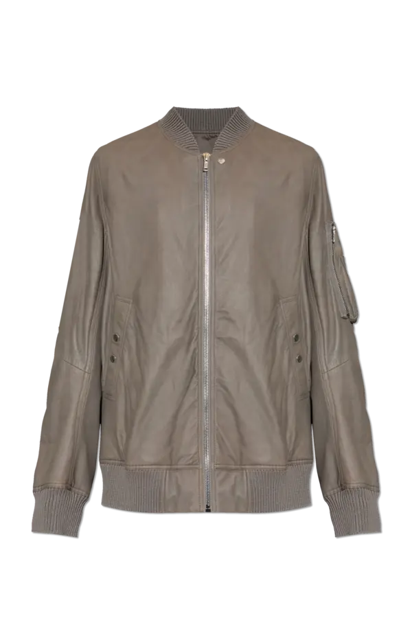 Rick Owens Leather Bomber Jacket - Brown