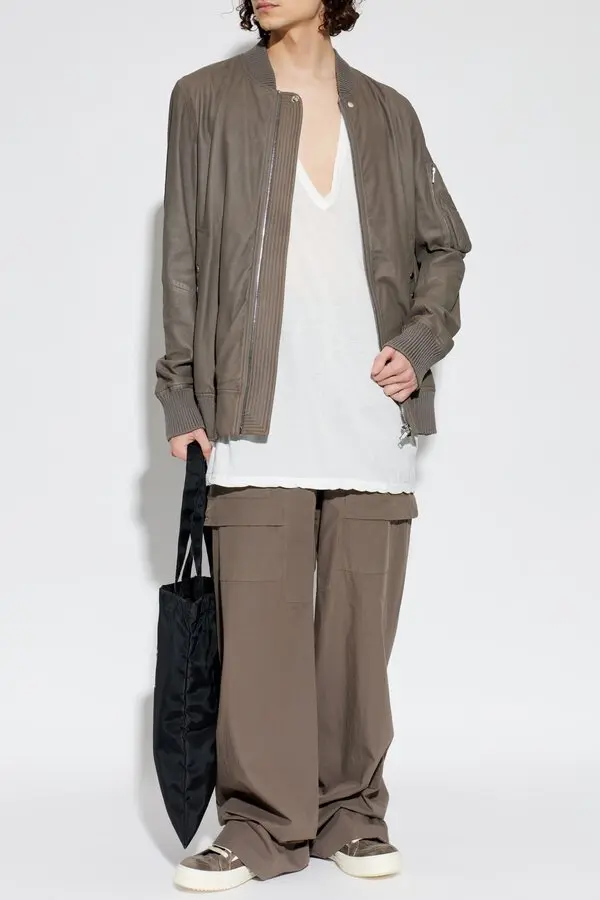 Rick Owens Leather Bomber Jacket - Brown