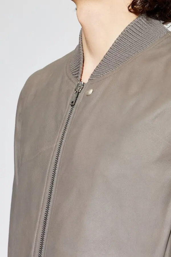 Rick Owens Leather Bomber Jacket - Brown