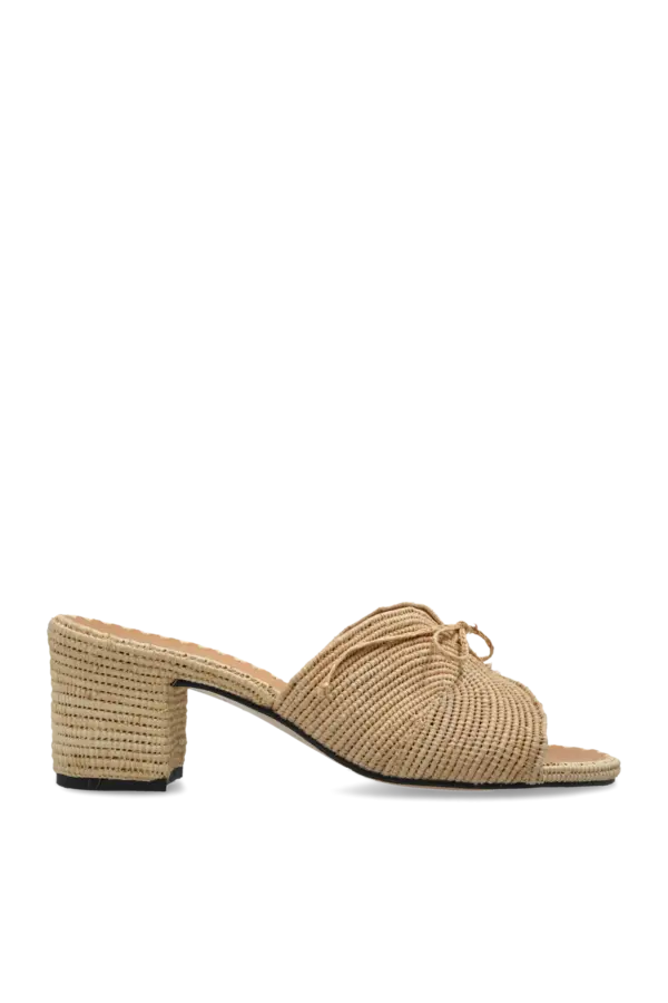 ODISSI Heeled Mules With Decorative Bow - Beige