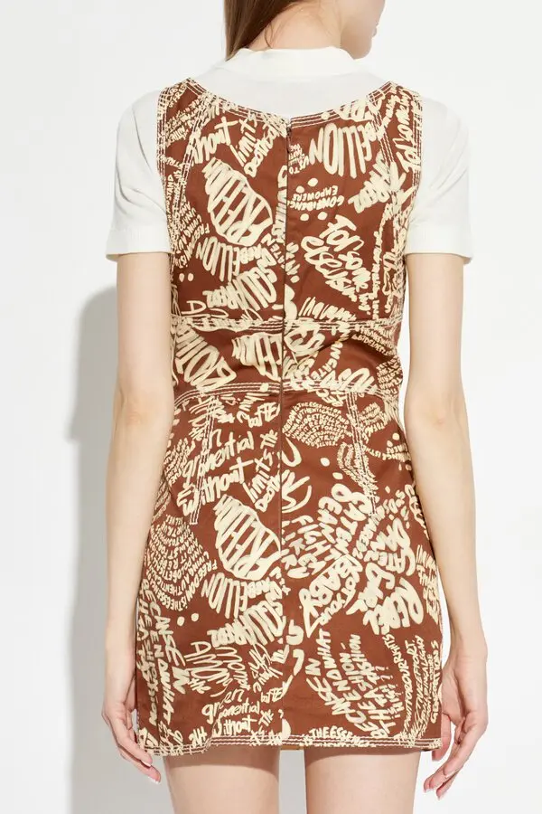 Dsquared2 Printed Denim Mini Dress With Pockets
