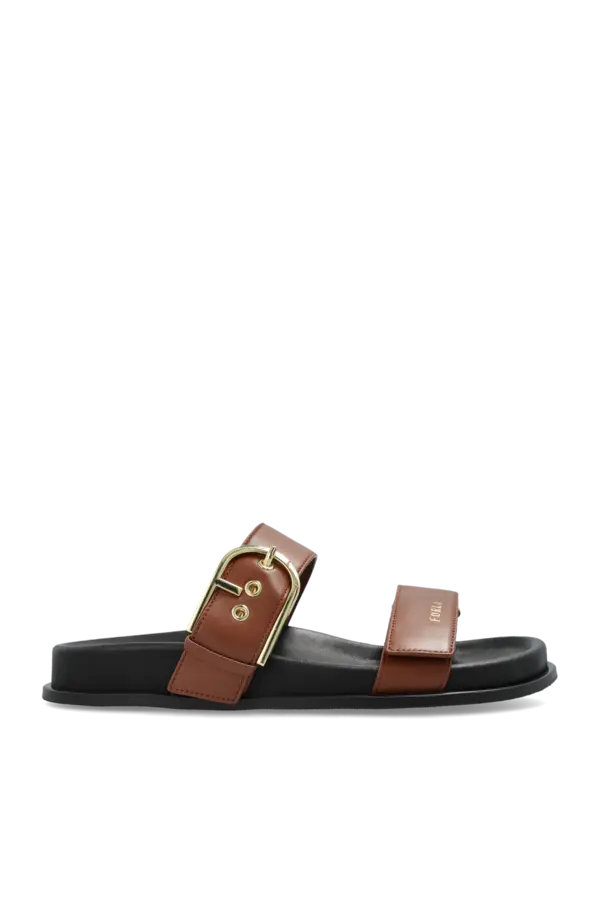 Furla Solea Leather Slides - Brown