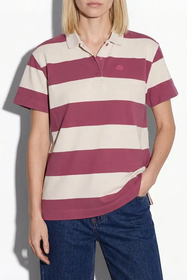 Munthe Striped Cotton Polo - Pink