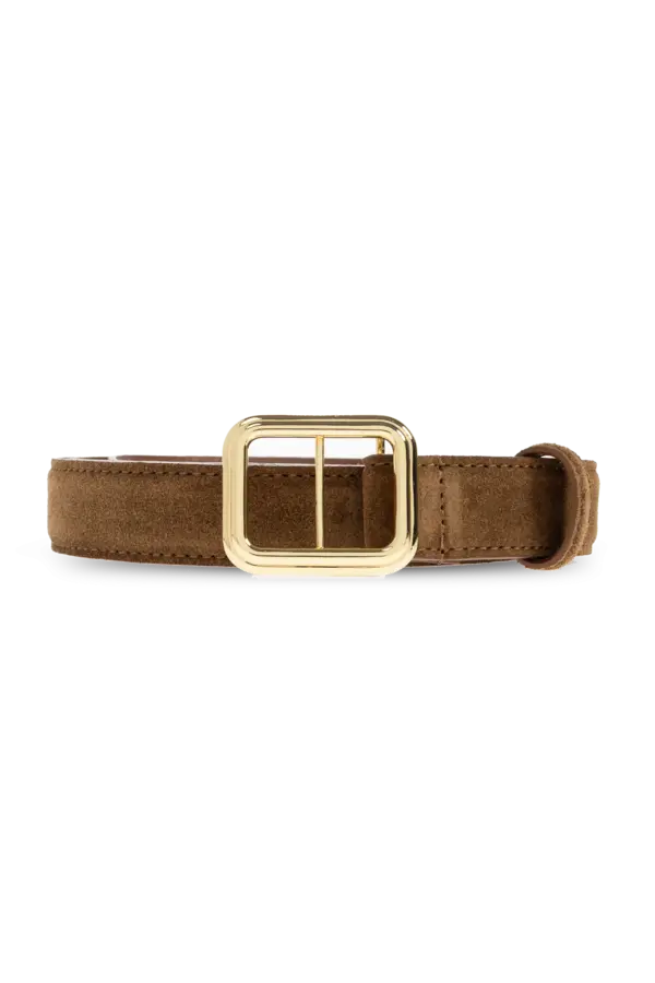 Lié Studio Suede Belt With Gold-tone Buckle - Brown