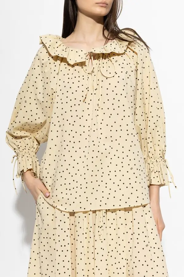 BY MALENE BIRGER Dicte Polka Dot Top - Beige