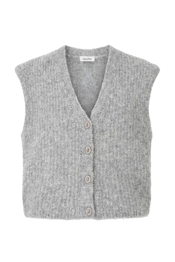 American Vintage V-neck Knit Vest - Grey