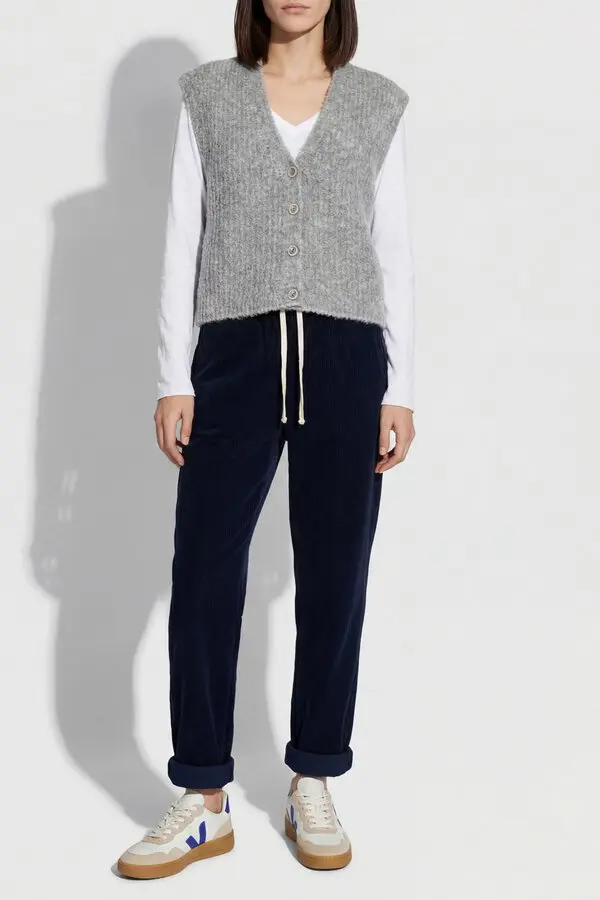 American Vintage V-neck Knit Vest - Grey