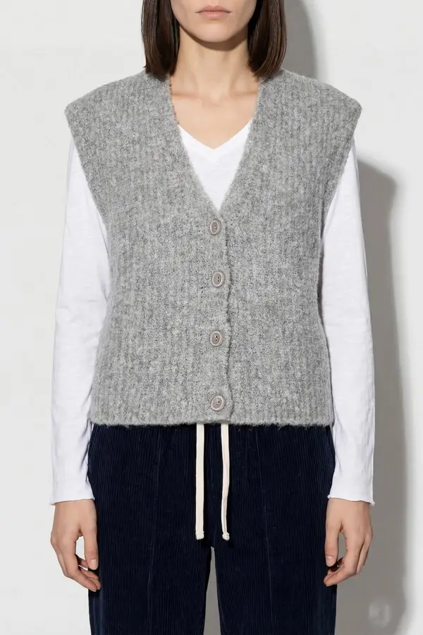 American Vintage V-neck Knit Vest - Grey