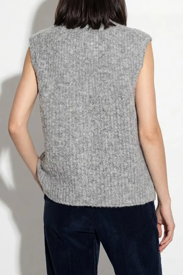 American Vintage V-neck Knit Vest - Grey