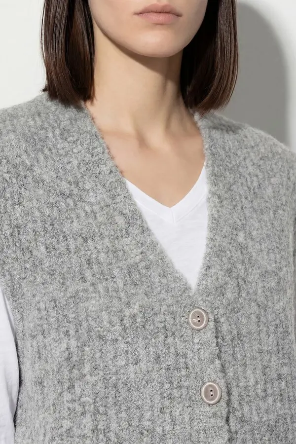American Vintage V-neck Knit Vest - Grey