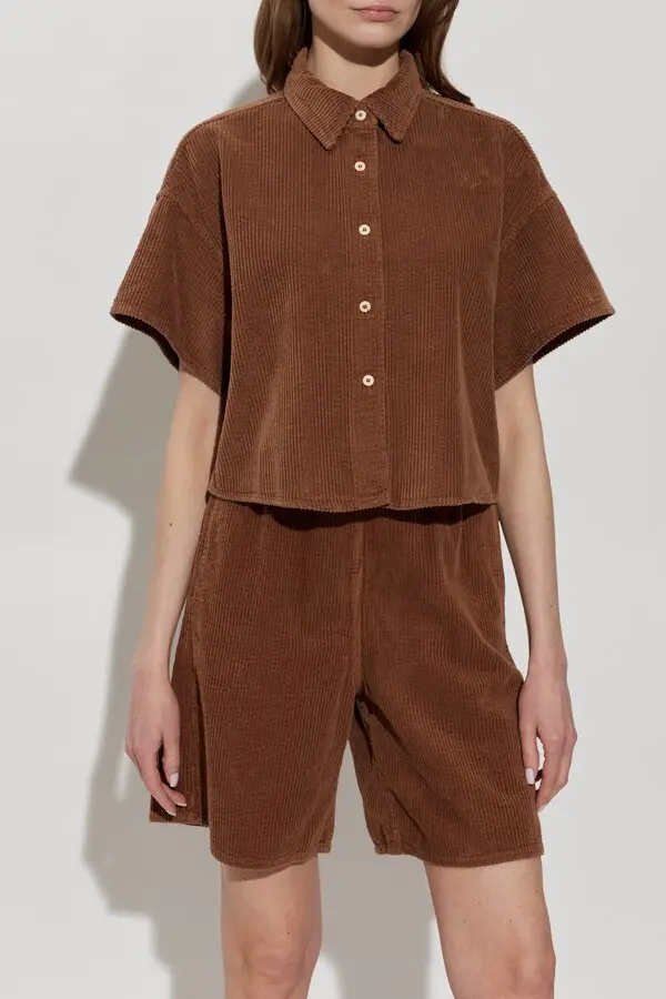 American Vintage Corduroy Boxy Shirt - Brown
