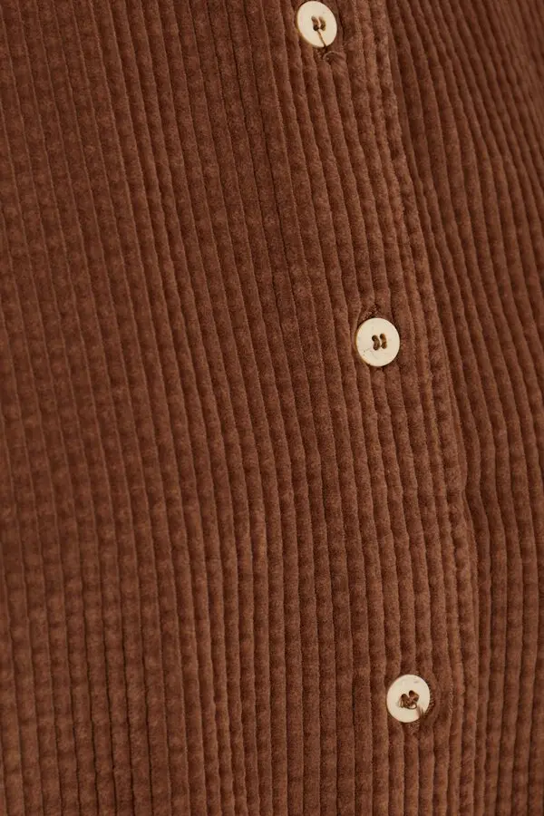 American Vintage Corduroy Boxy Shirt - Brown