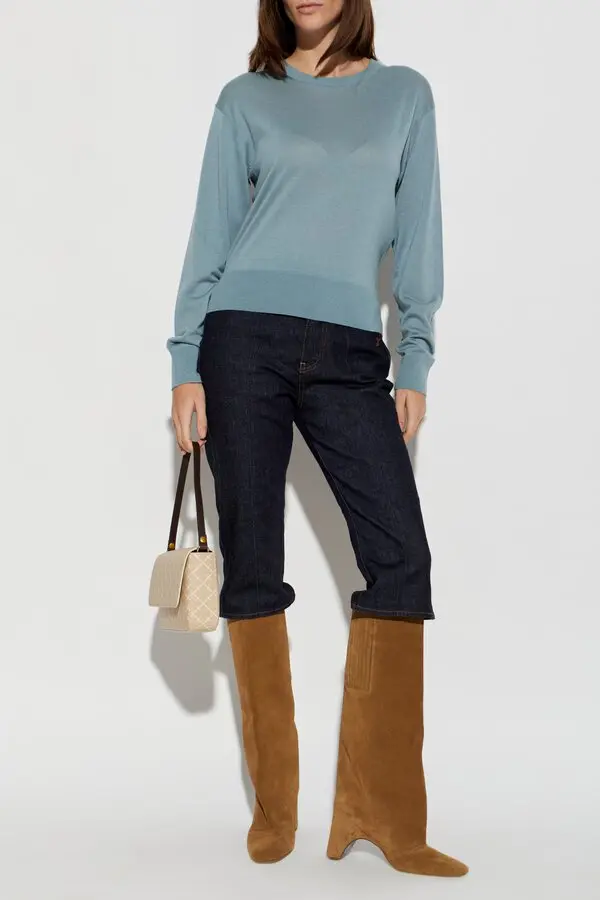 BY MALENE BIRGER Long Sleeve Fine Knit Sweater - Blue