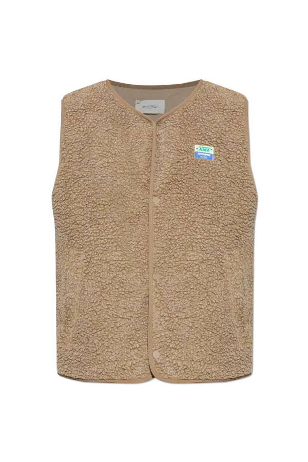 American Vintage Fleece Vest With Logo Patch - Brown