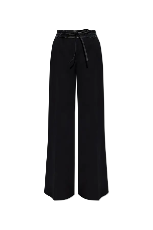 Alaïa Wool Palazzo Trousers With Leather Belt - Black