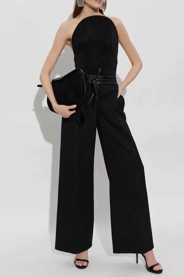 Alaïa Wool Palazzo Trousers With Leather Belt