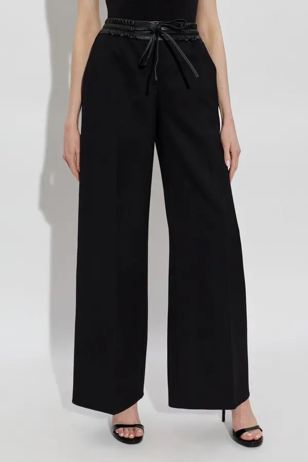 Alaïa Wool Palazzo Trousers With Leather Belt