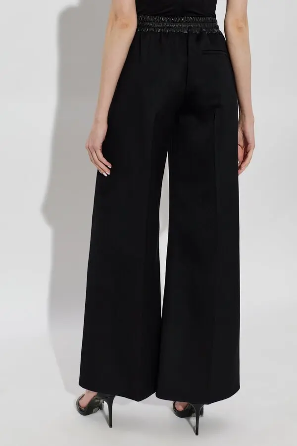 Alaïa Wool Palazzo Trousers With Leather Belt