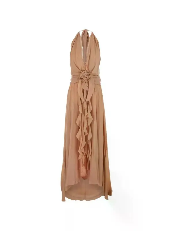 Blumarine Georgette Maxi Dress - Neutrals