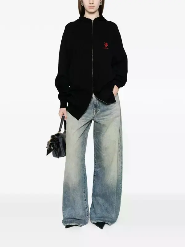 Balenciaga Logo-embroidered Cable-knit Hoodie