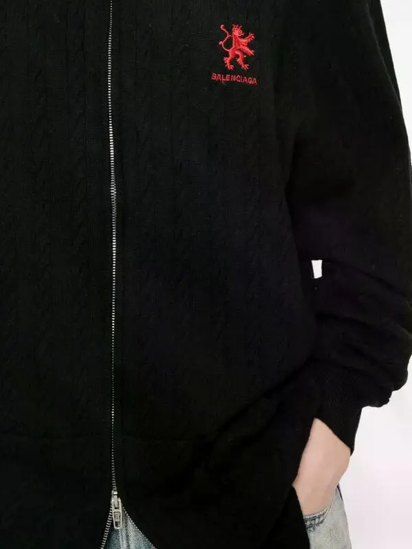 Balenciaga Logo-embroidered Cable-knit Hoodie