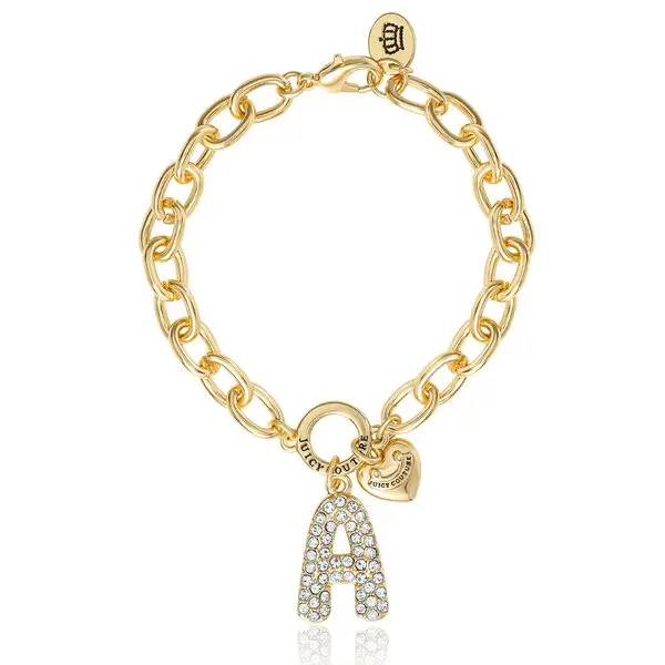 Juicy Couture Pavé Initial Charm Bracelet, Letter A - Goldtone