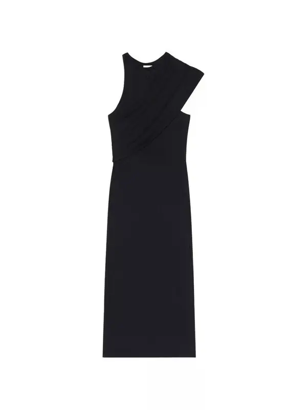 COURREGES Draped Asymmetric Midi Dress - Black
