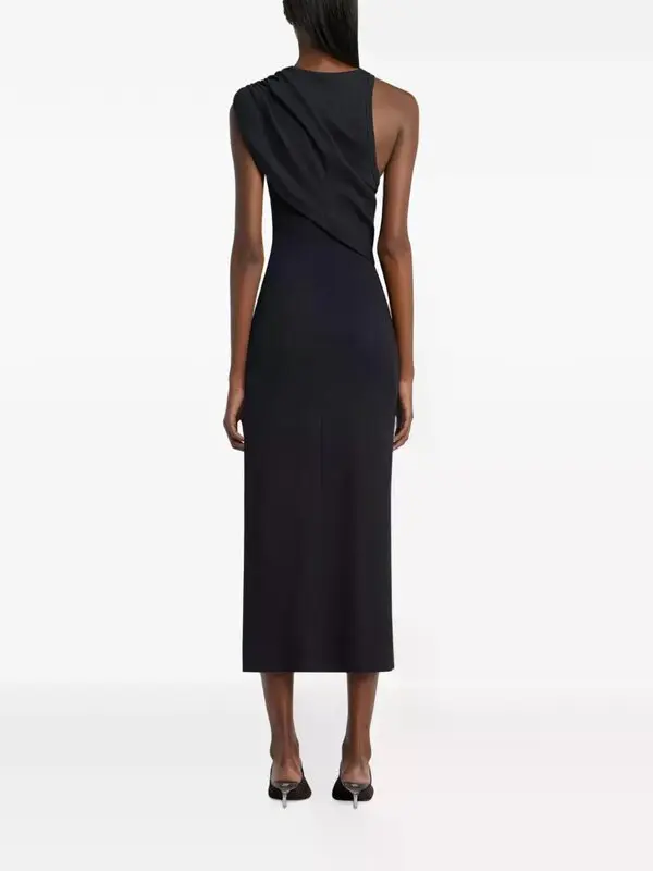 COURREGES Draped Asymmetric Midi Dress - Black