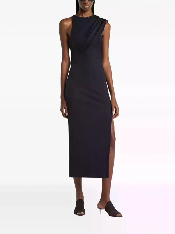 COURREGES Draped Asymmetric Midi Dress