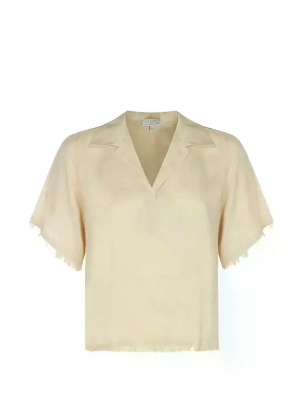 Antonelli Firenze Fringed V-neck T-shirt - Neutrals