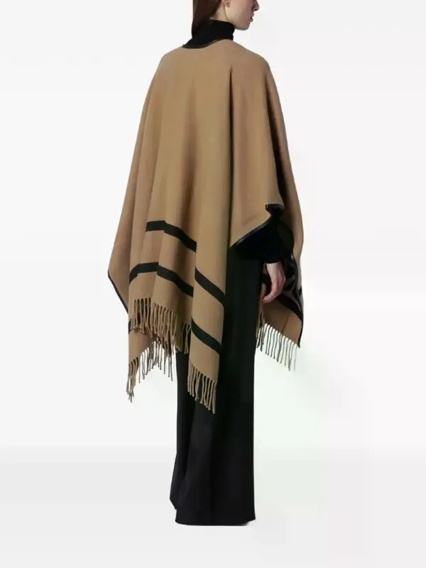 Max Mara Logo-jacquard Fringed Poncho - Brown