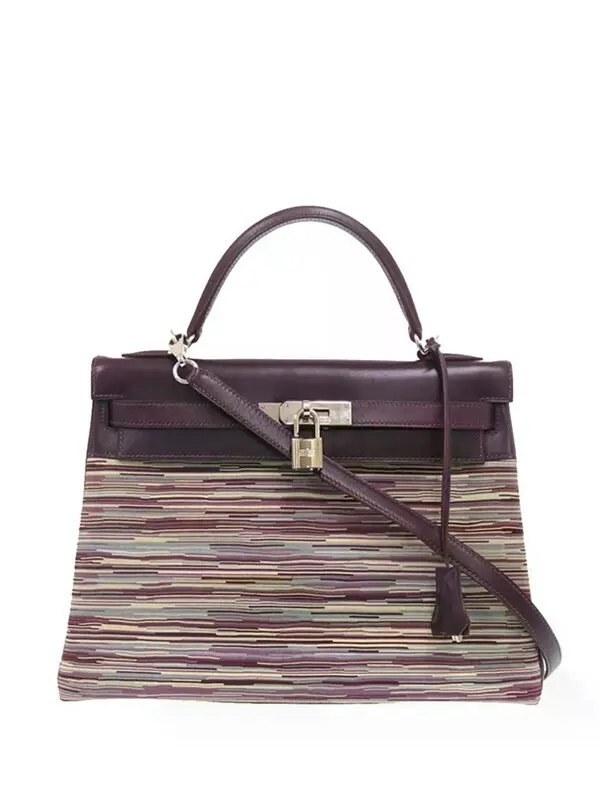 Hermès 2006 Vibrato And Box Calf Kelly Sellier 32 Satchel - Purple
