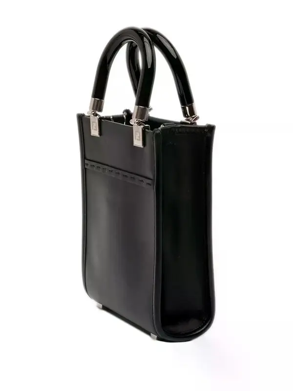 Fendi Mini Leather Sunshine Shopper Tote Satchel - Black