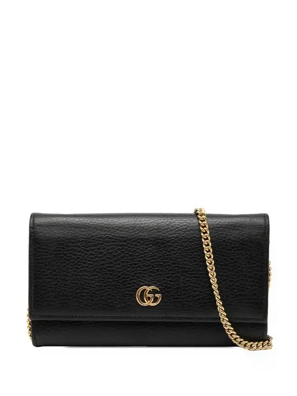 Gucci 2016-2025 Gg Marmont Leather Wallet On Chain Crossbody Bag - Black