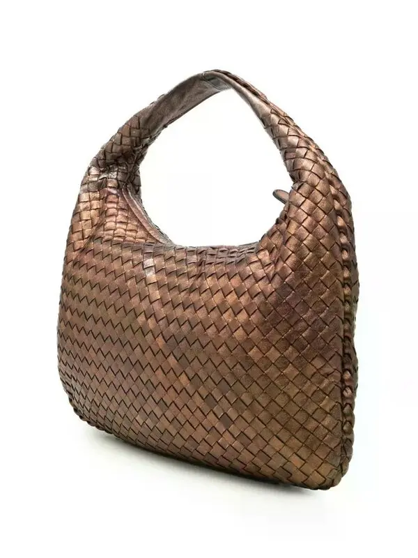 Bottega Veneta Small Metallic Nappa Intrecciato Veneta Hobo Bag - Brown