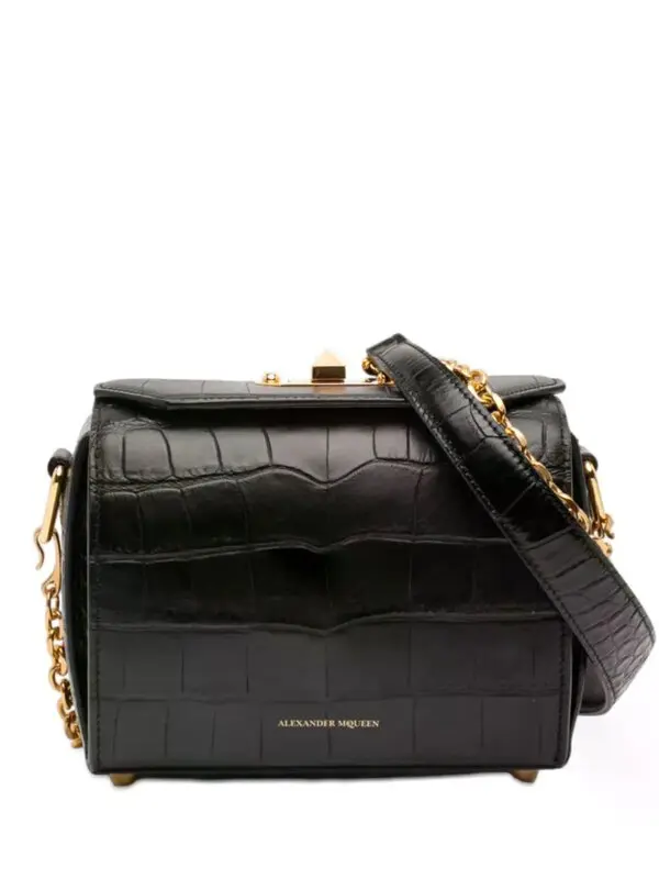 Alexander McQueen Calfskin Box 19 Crossbody Satchel - Black