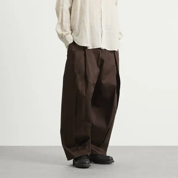 SAGE NATION Box Pleat Trouser - Brown