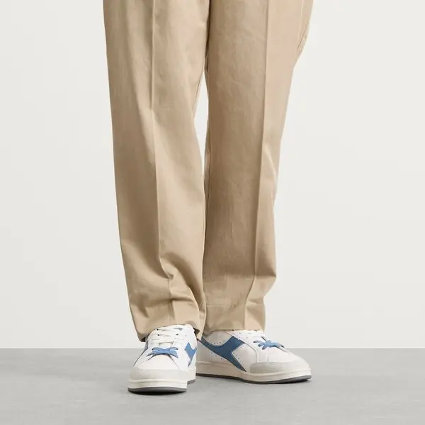 DIADORA Prestige Laminated Leather Sneakers - White/blue Shadow